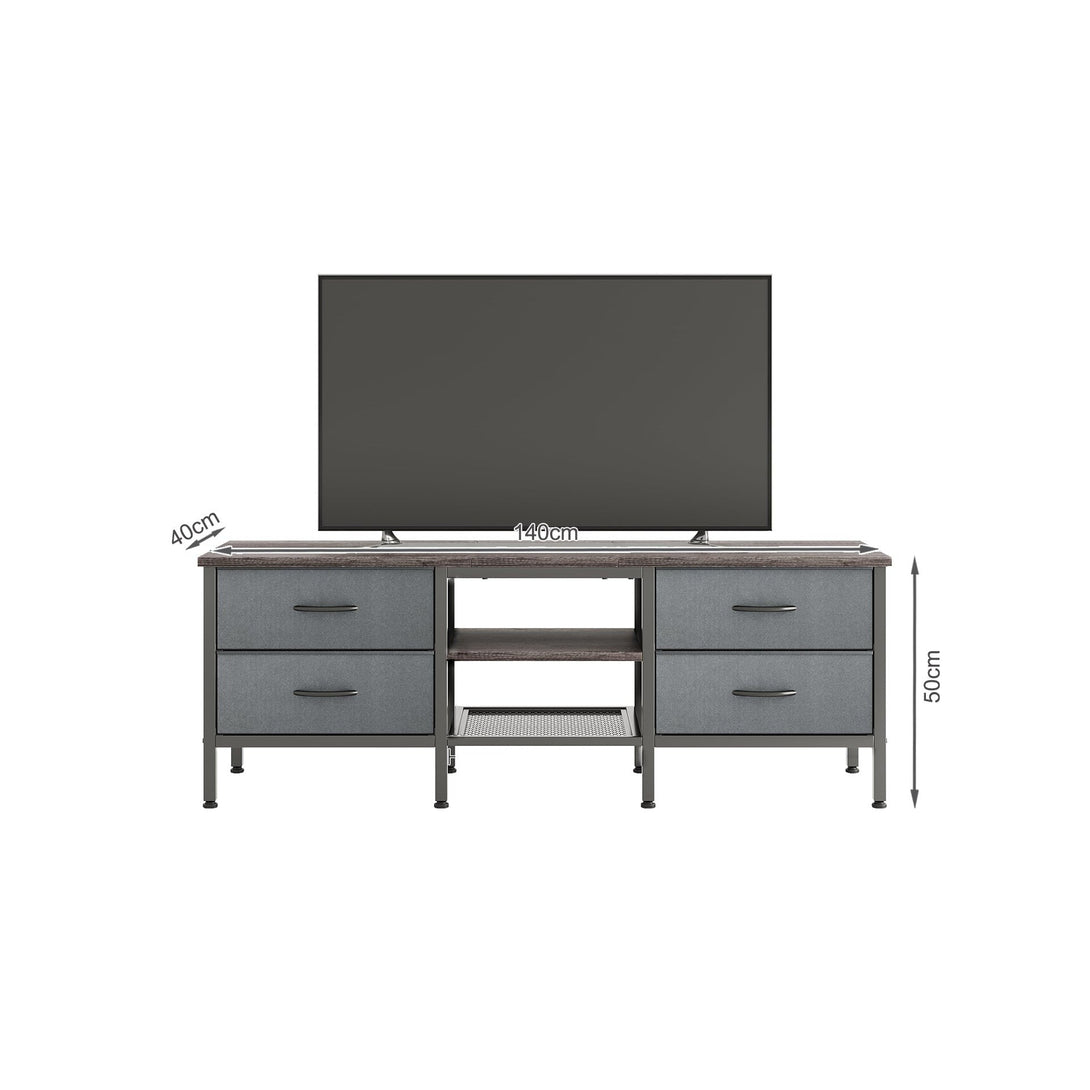 Cavalla 1.4m Entertainment Unit with Drawers - Grey Oak + Grey ...