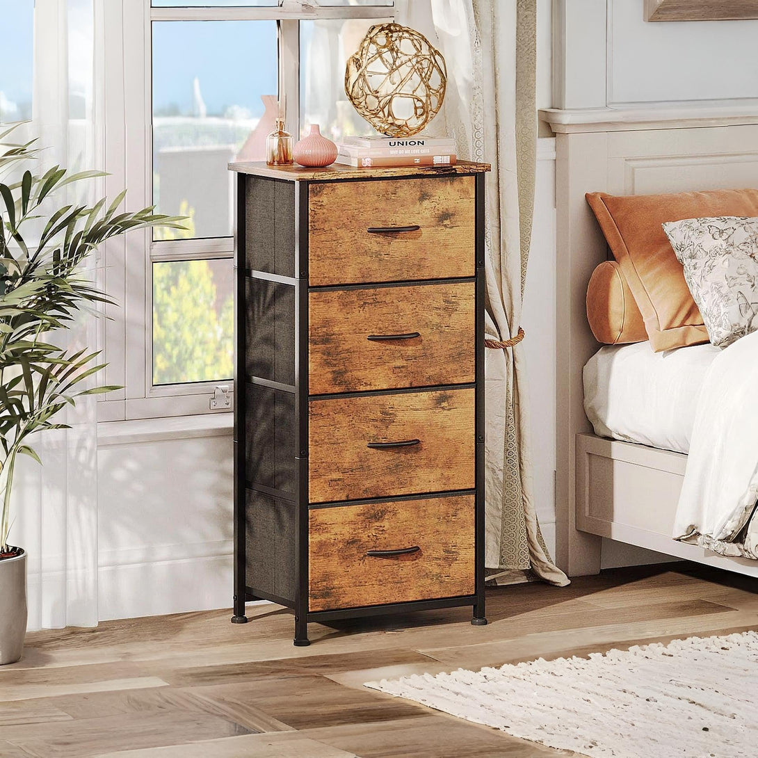 Hailey 4 Drawers Tallboy - Rustic Brown | Stylish Storage – Treasurebox