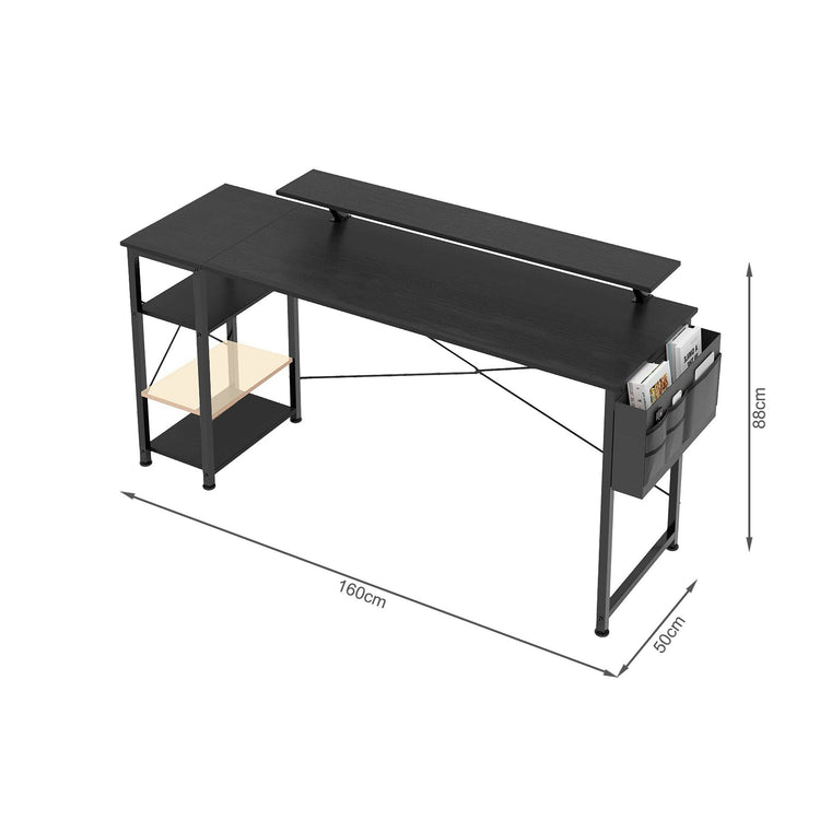 Logan 160cm Computer Desk with Storage Bag - Black – Treasurebox