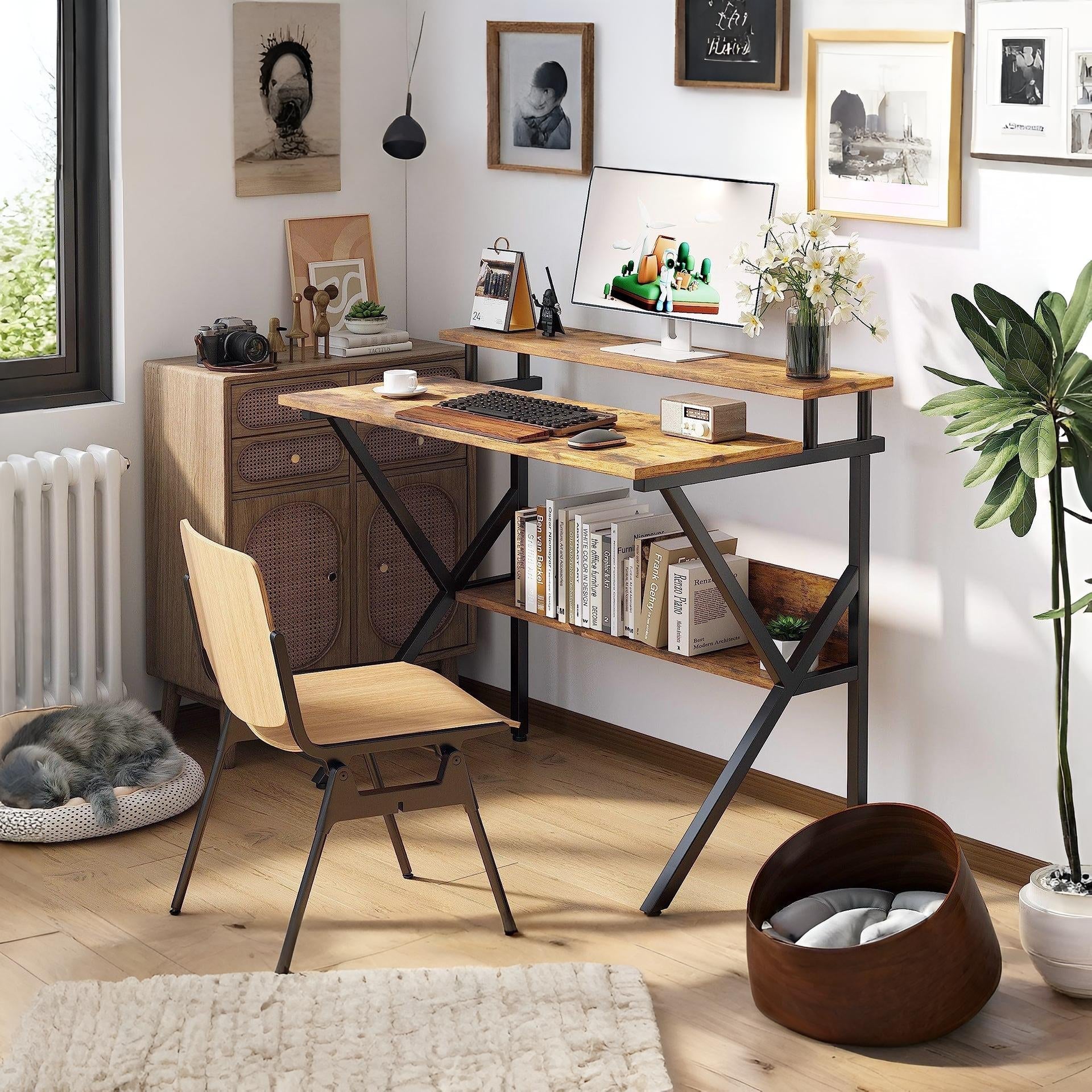 Michael 70cm Computer Desk Study Table - Rustic Brown – Treasurebox