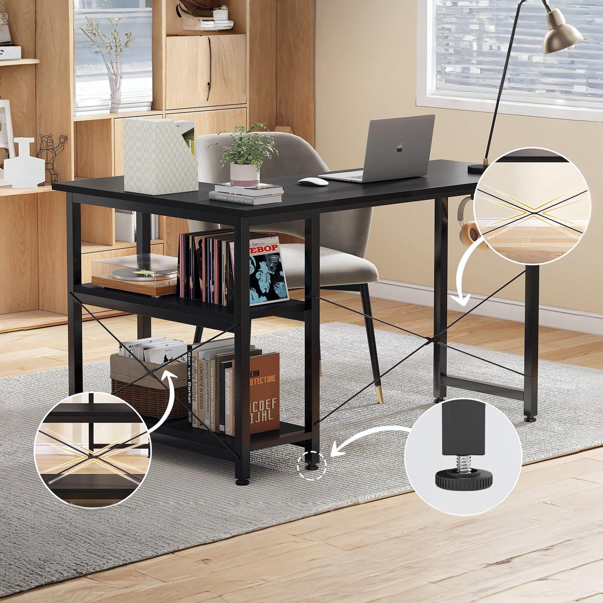 Omar Computer Corner Desk - Black – Treasurebox