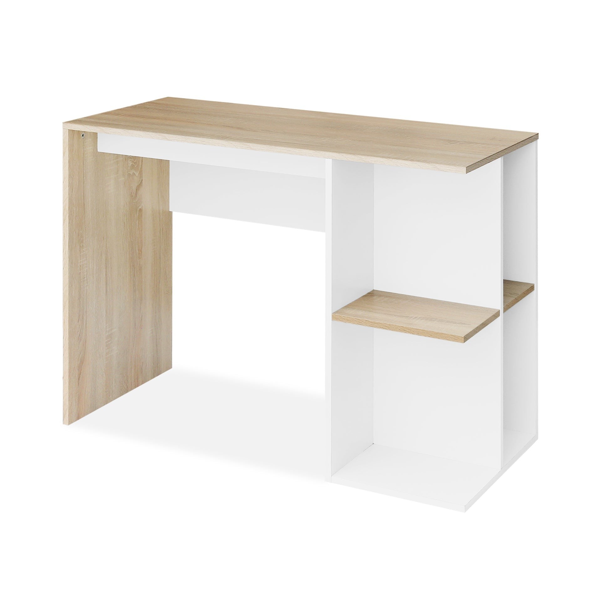 Brian 100cm Computer Desk - Oak + White | Modern Design – Treasurebox