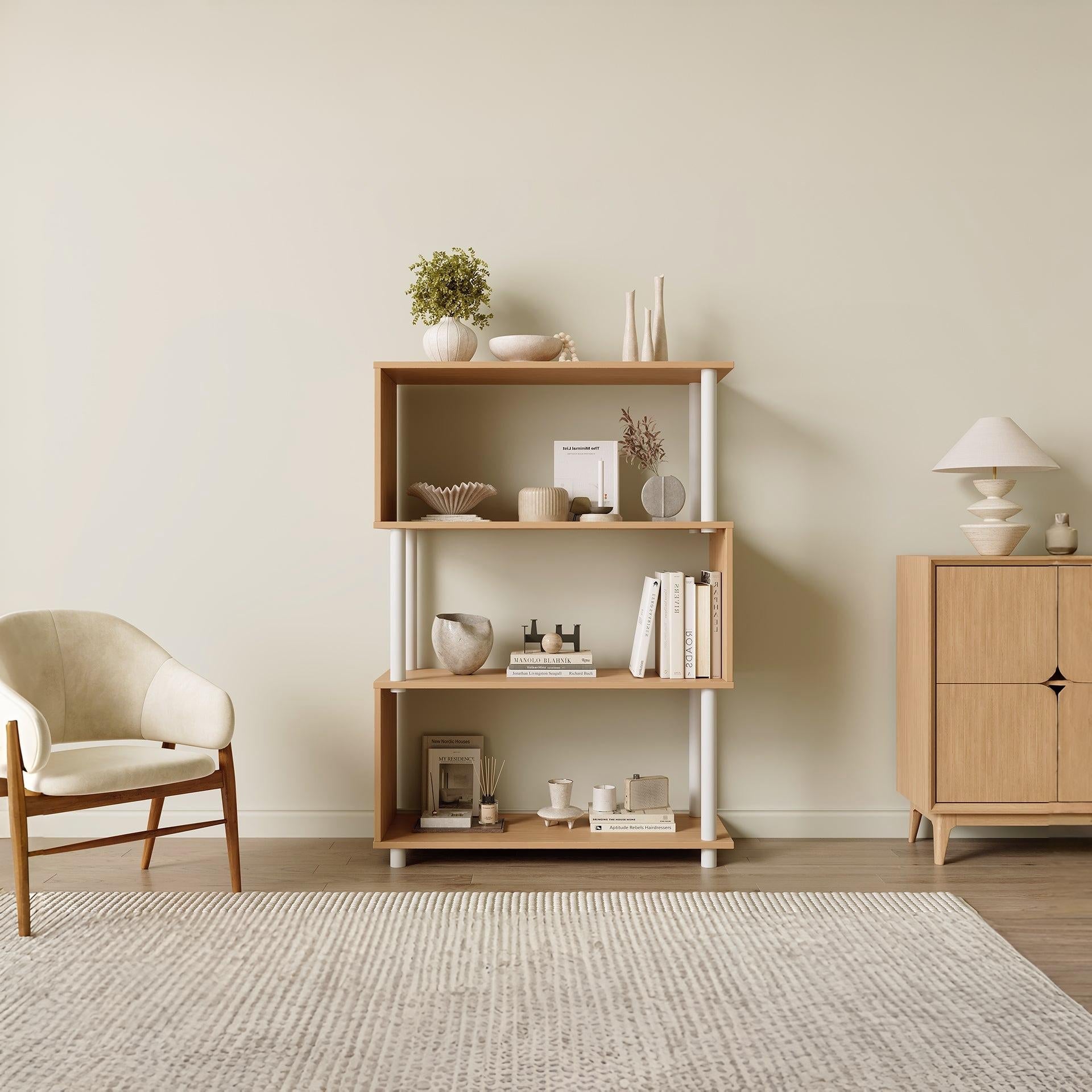 Petone 4 Tier Flexi Storage Rack - Maple + White – Treasurebox