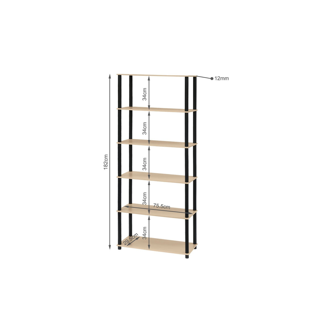 Horeke 6 Tier Flexi Storage Rack - Oak + Black – Treasurebox