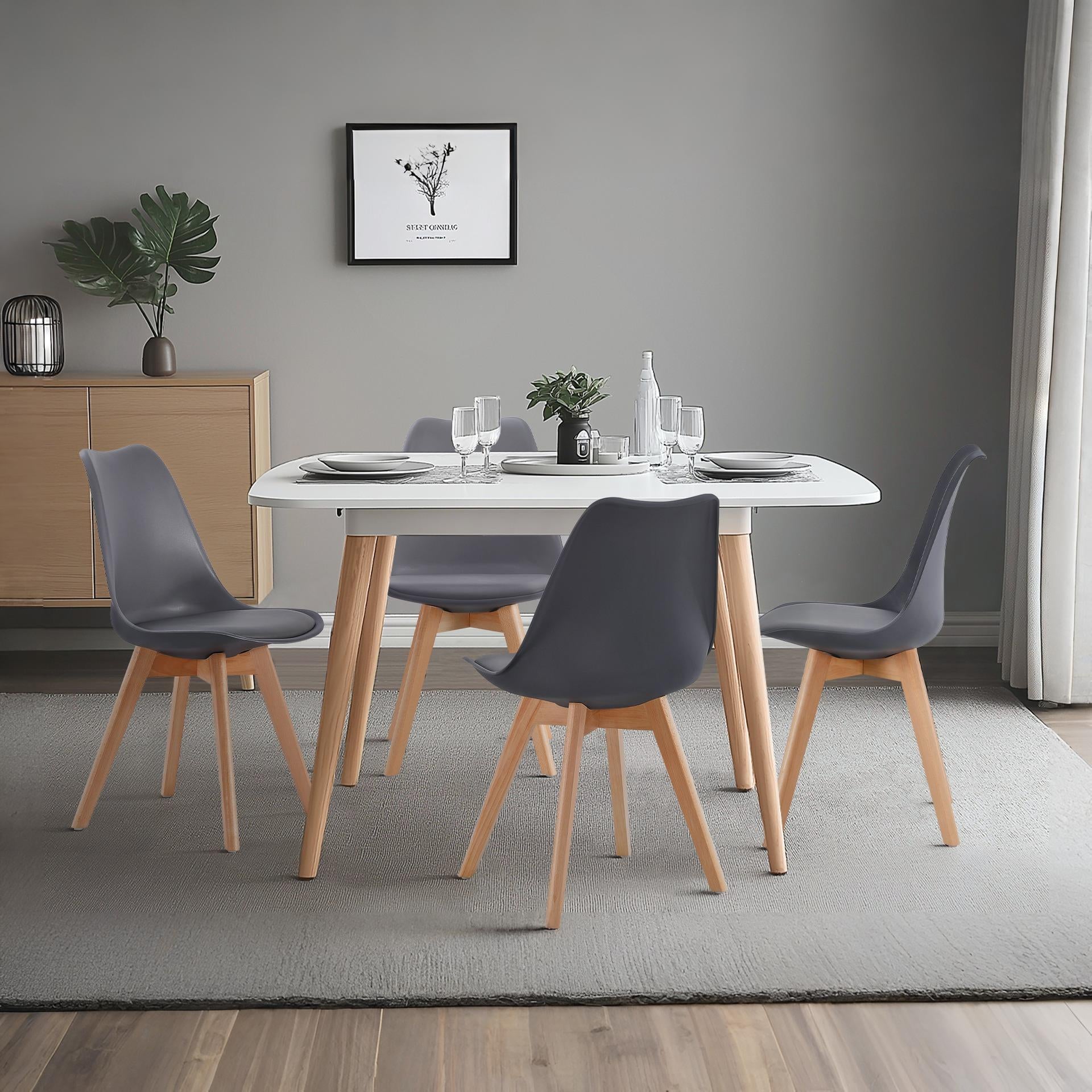 Bodhi Dining Chair with Padded Seat - Set of 4 - Grey – Treasurebox
