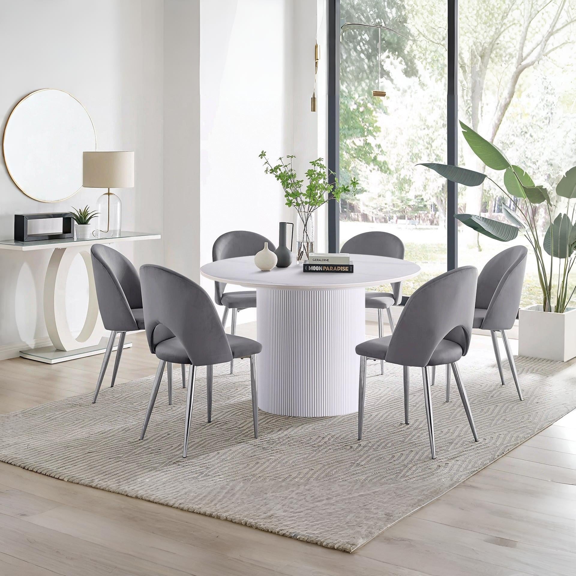 Pearl Round Ceramic Dining Table 120 x 76cm- White – Treasurebox