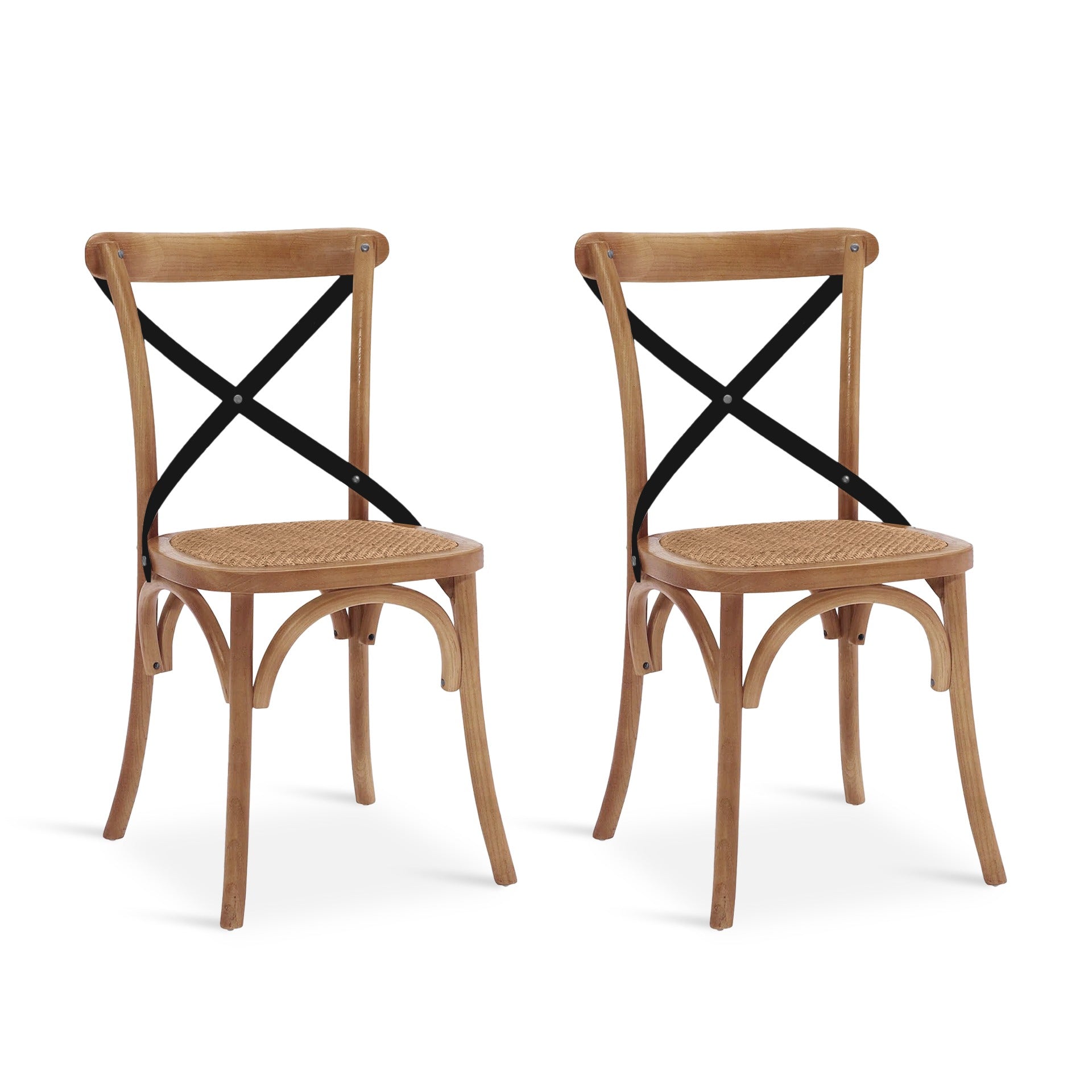 Aaron Dining Chair with Rattan Seat - Set of 2 - Oak – Treasurebox