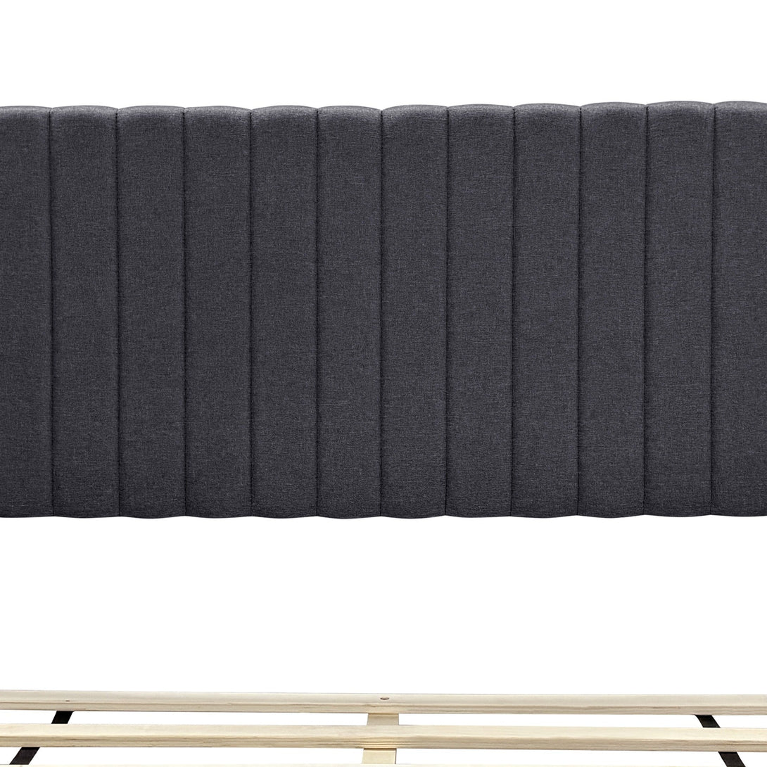 Simien Queen Fabric Bed Frame - Mid Grey - Stylish Comfort – Treasurebox