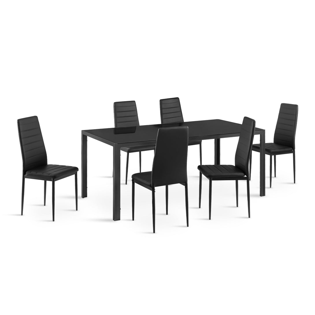 Samuel 7 Piece 1.8m Dining Set - Black | Elegant Dining – Treasurebox