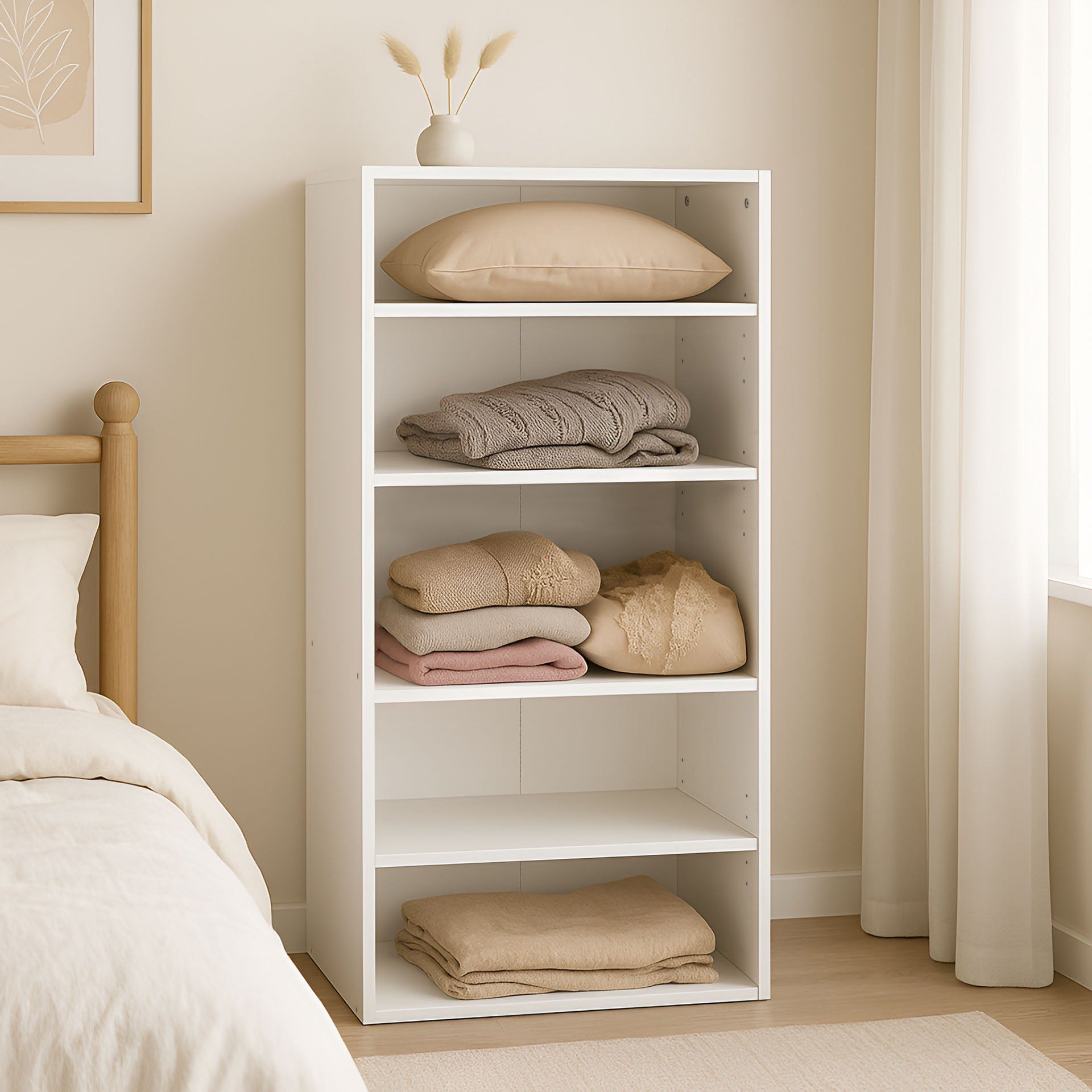 PAYETTE 5 Shelf Wardrobe - WHITE | Smart Storage Solution – Treasurebox