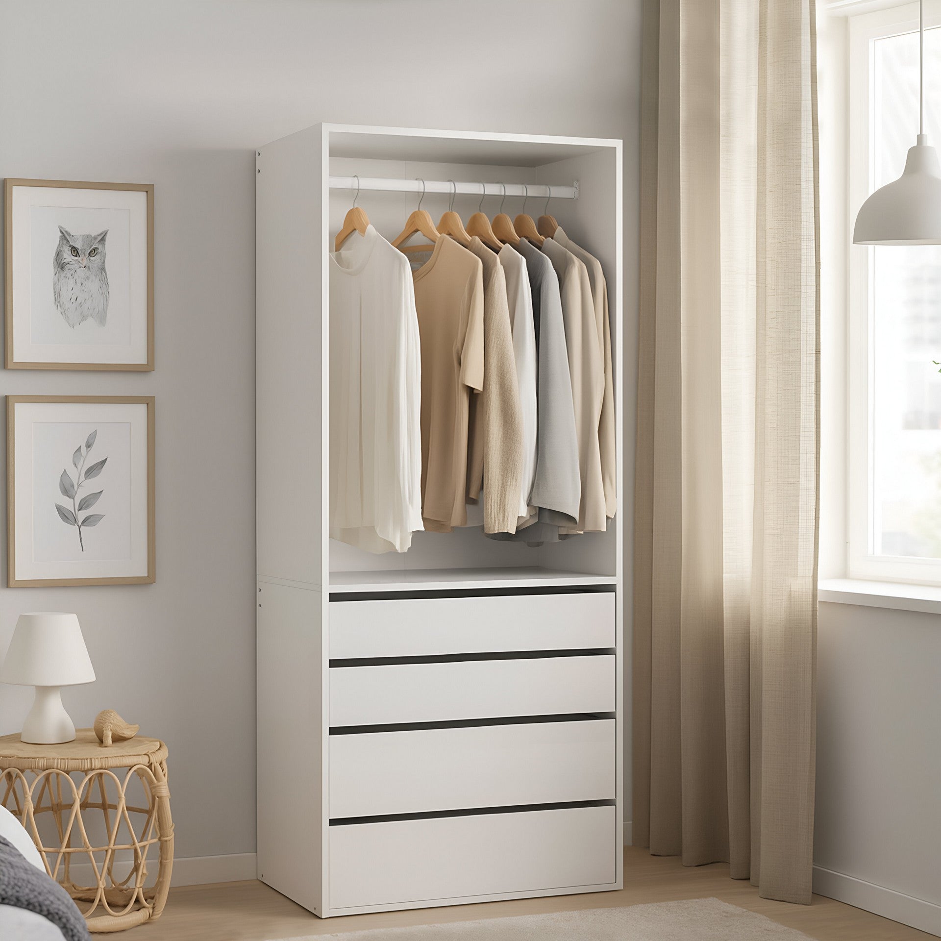 DELTA 4 Drawer Wide Wardrobe - WHITE | Stylish Storage – Treasurebox