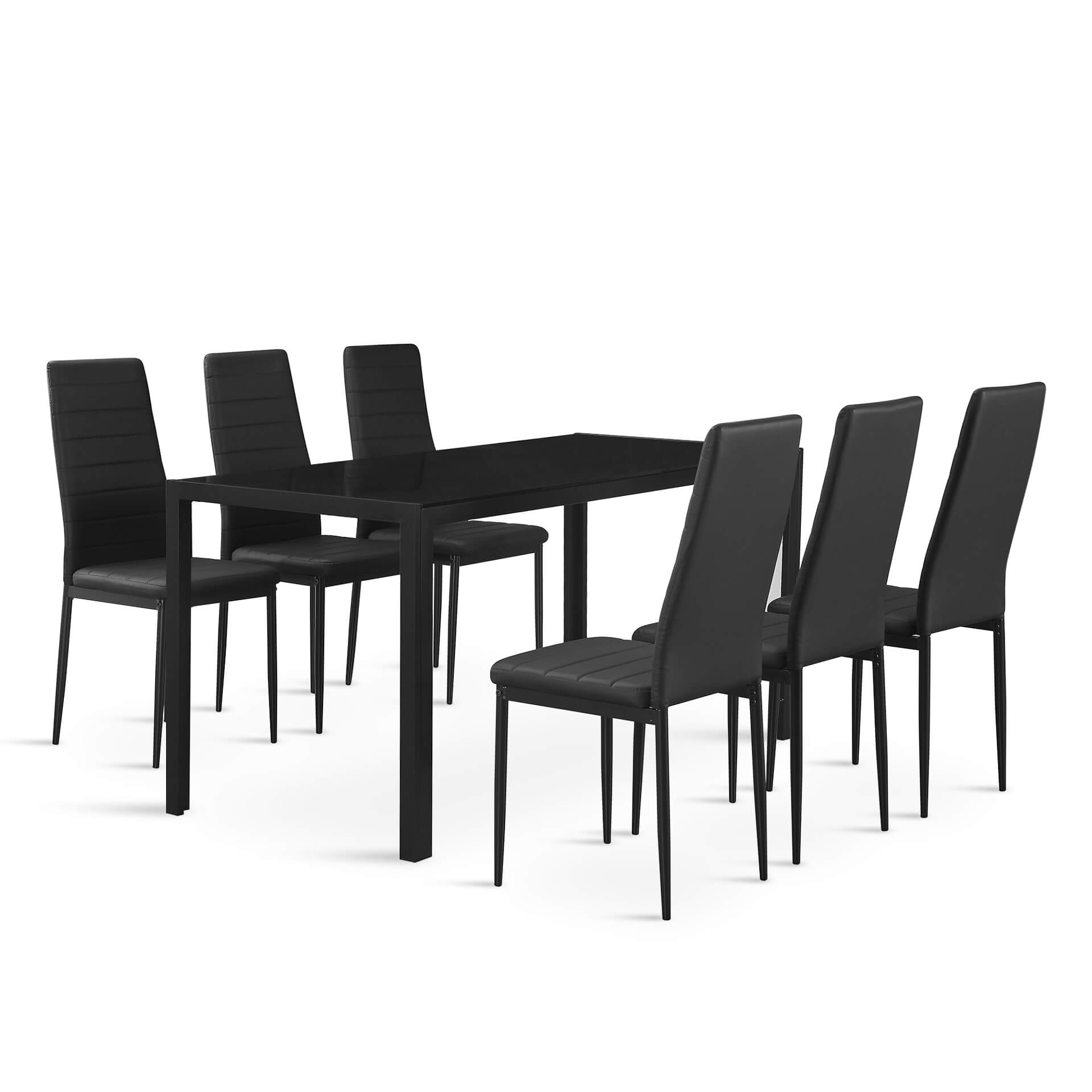 Samuel 7 Piece 1.6m Dining Set - Black | Modern Style – Treasurebox