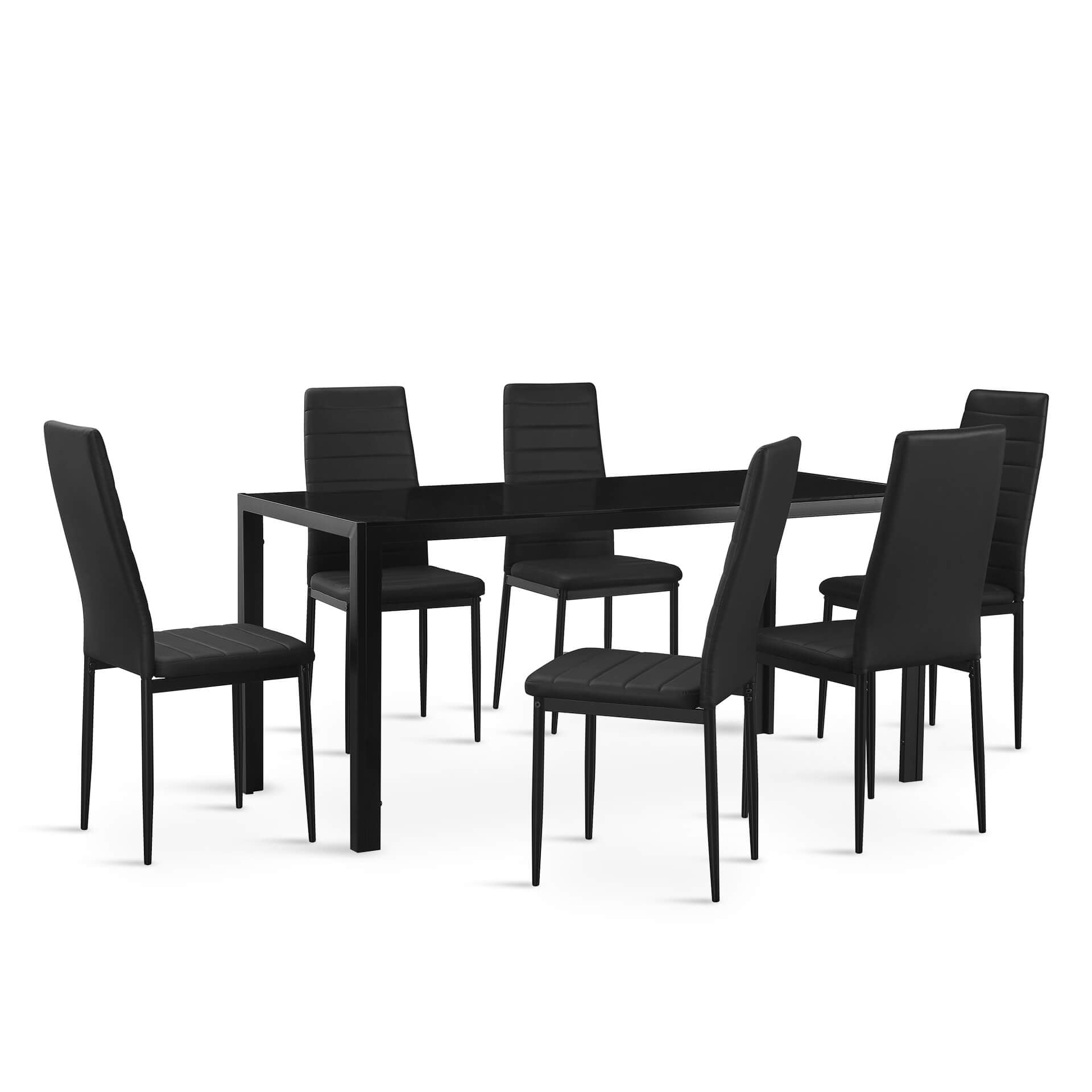 Samuel 7 Piece 1.6m Dining Set - Black | Modern Style – Treasurebox